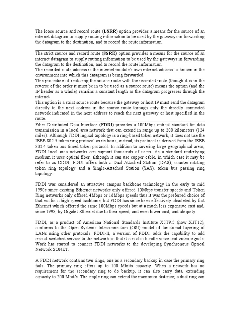 The Loose Source and Record Route (LSRR) | PDF | Client–Server Model ...