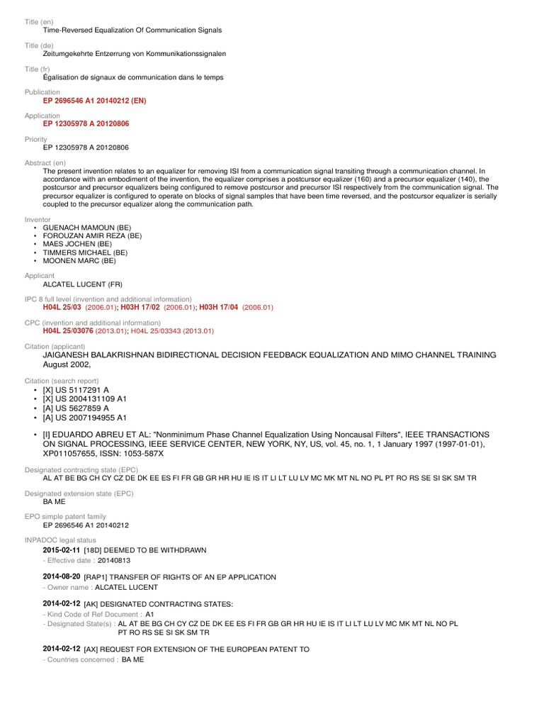 Time-Reversed Signal Equalization | PDF