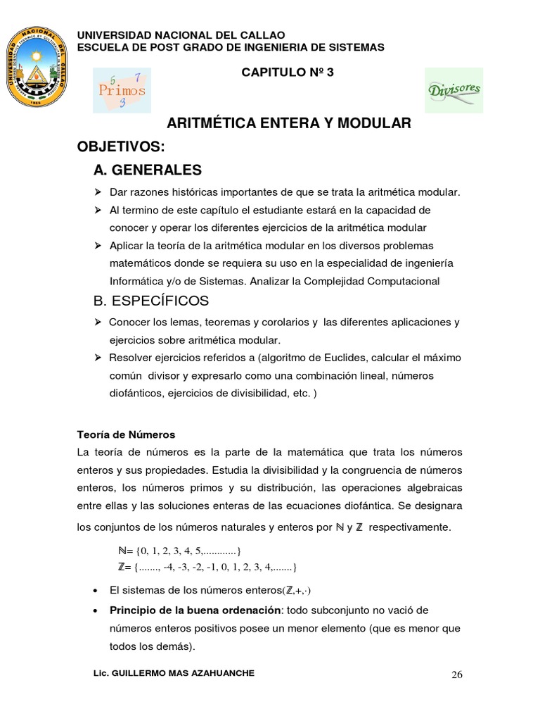 Aritmetica Modular Teoria | PDF | Teoría de los números | Enseñanza de ...