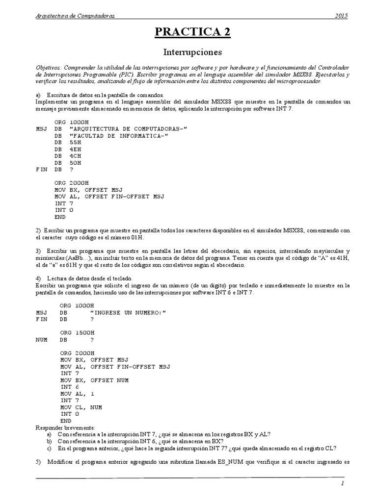 Programas en Assembler MSX88 | PDF | Programa de computadora | Programación