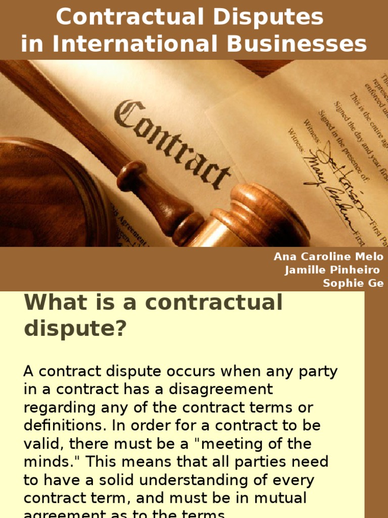 Contractual Disputes in International Businesses | PDF | Arbitration ...