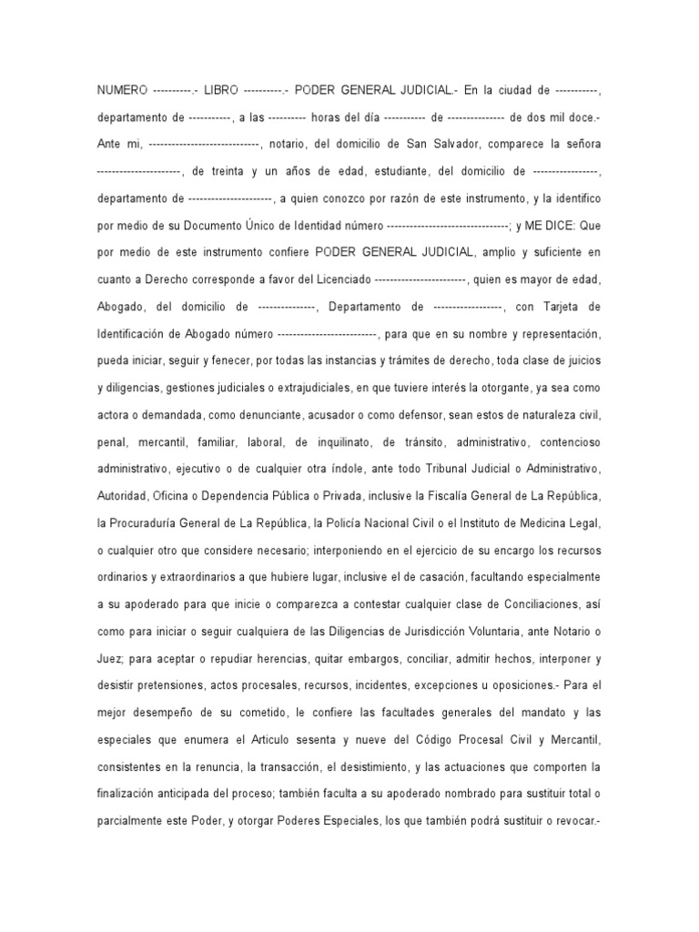 Modelo Poder General Judicial | PDF | Esfera pública | Ley Pública