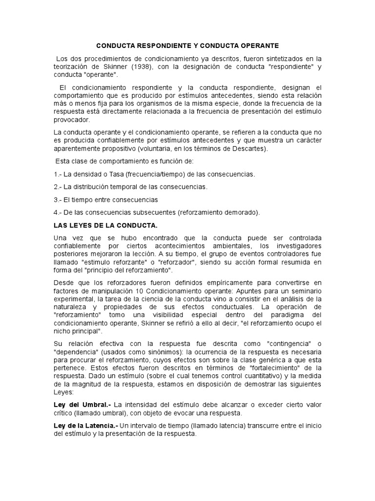 Conducta Respondiente y Conducta Operante | Comportamiento | Ciencia ...