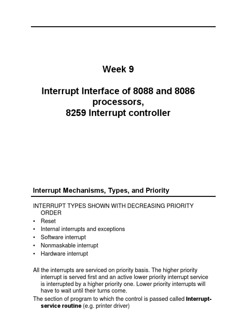 Interrupt Of 8086 Pdf Subroutine Operating System Technology