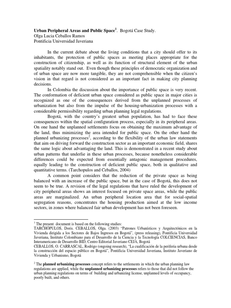Urban Peripheral Areas and Public Space | PDF | Public Housing | Urban ...