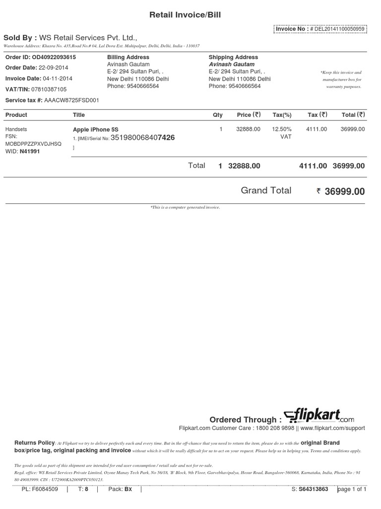 Sample Flp02 | Retail | Invoice
