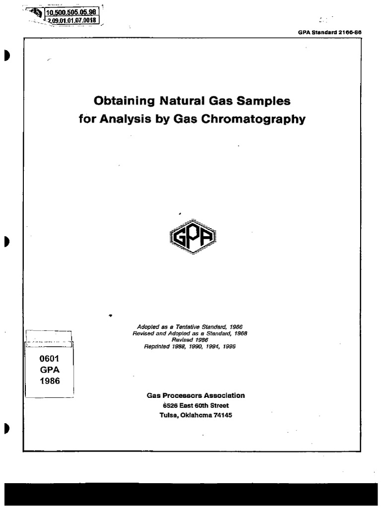 GPA 2166 86 Sampling Gas | PDF