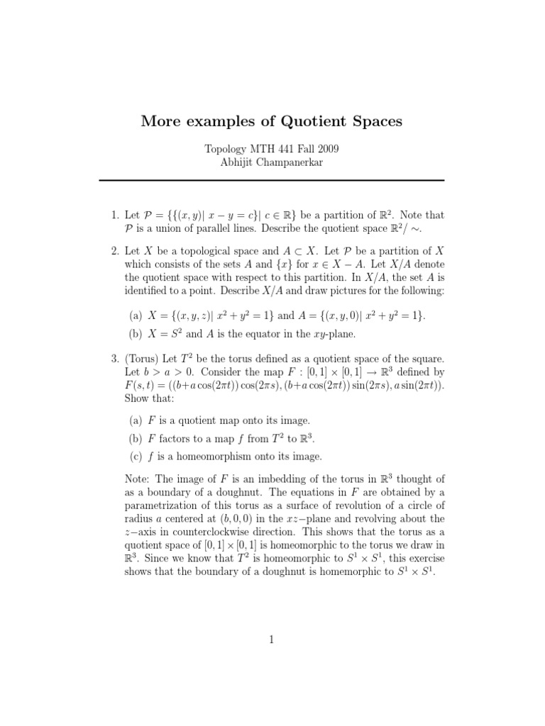 Quotient Spaces | PDF | Theoretical Physics | Topology