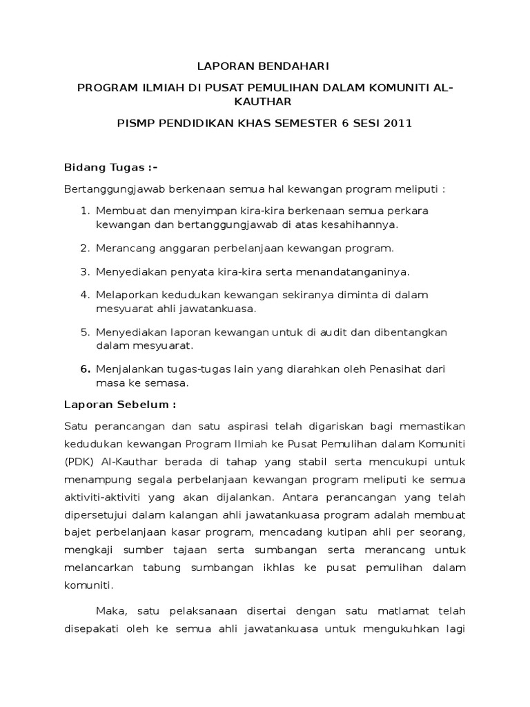 Laporan Bendahari | PDF