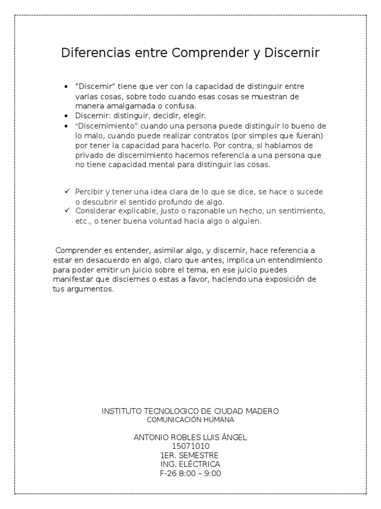 Diferencias Entre Comprender y Discernir | PDF | Teorías filosóficas ...