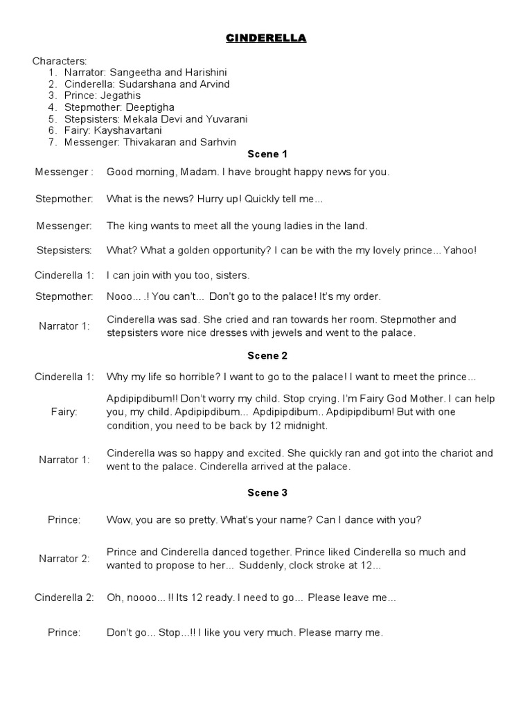 Cinderella Play Script for Students | PDF