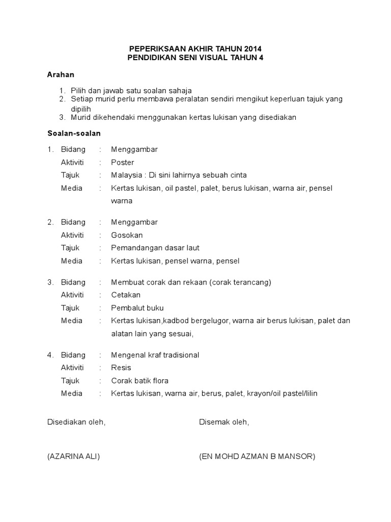Soalan PSV Akhir Tahun 4 | PDF