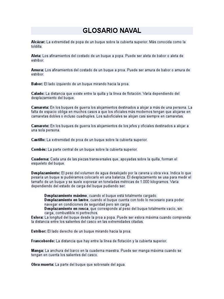 Glosario Naval | PDF | Buques | Envío