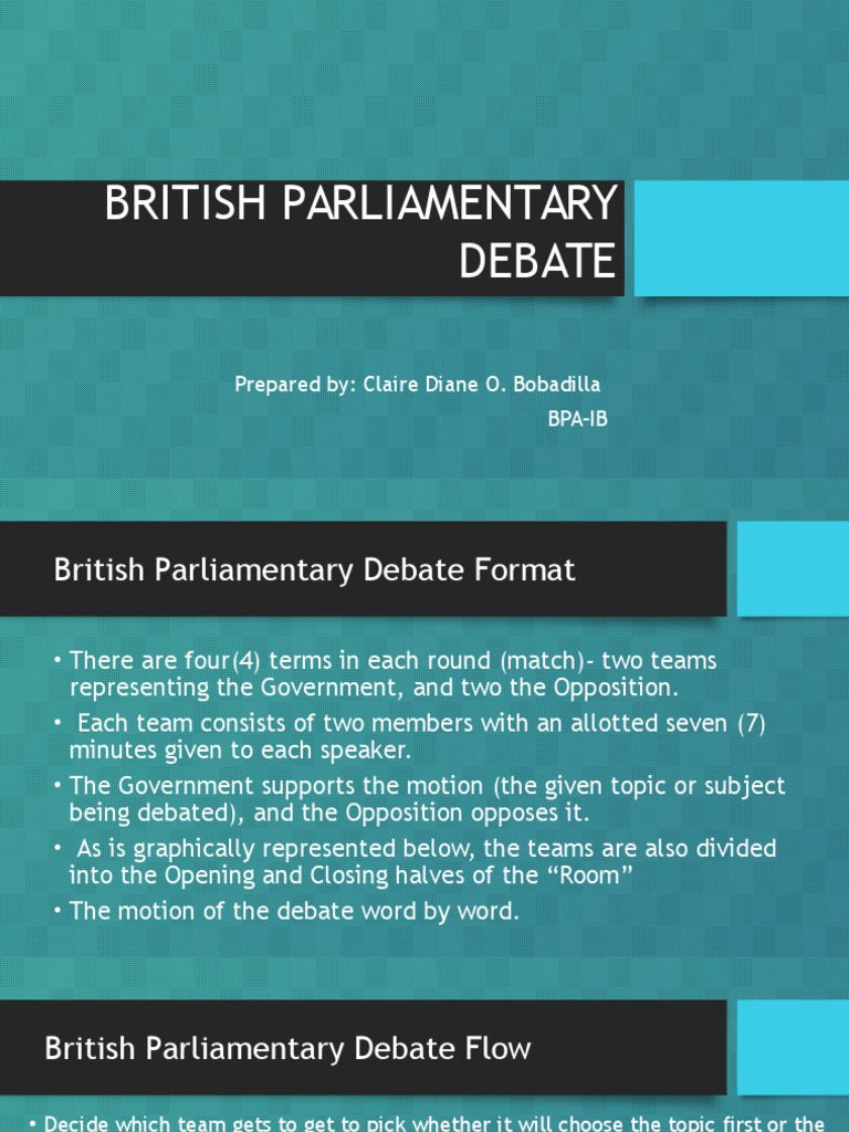 British Parliamentary Debate ppt | Government | Politics