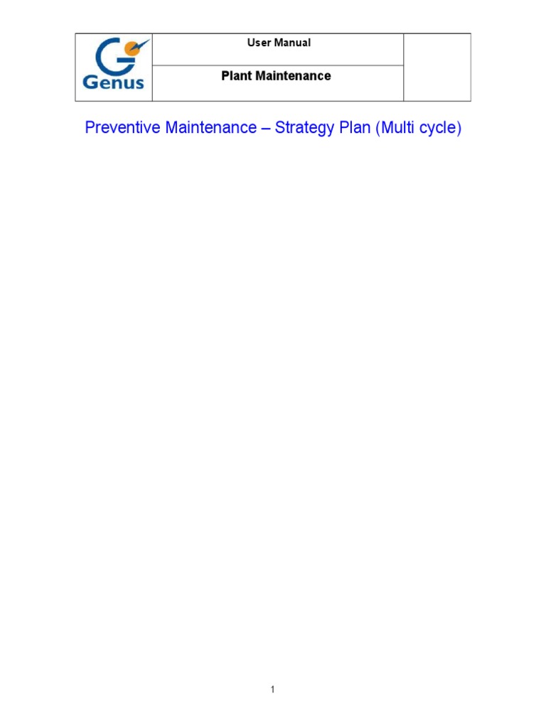 Preventive Maintenance - Strategy Plan (Multi Cycle) | Download Free ...