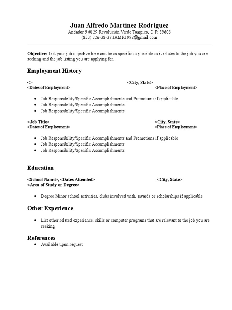 Job Application Template Guide | PDF