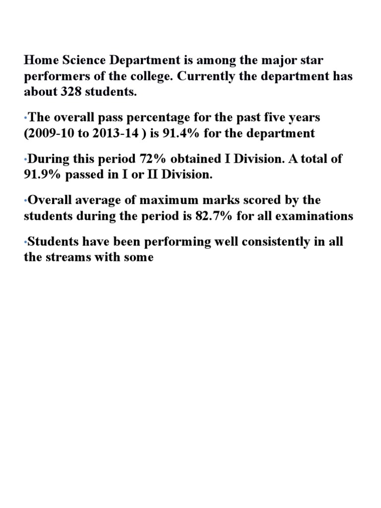 Home Science Department Is Among The Major Star Performers of The ...