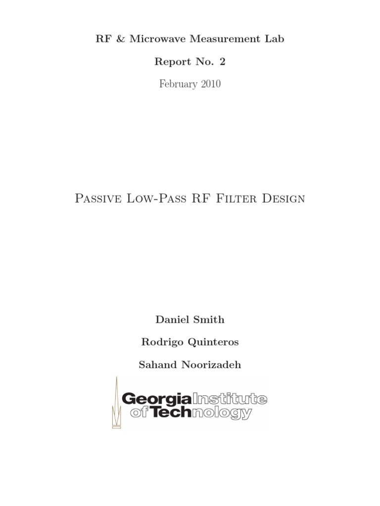 Passive Low-Pass RF Filter Design | PDF | Electronic Filter | Low Pass ...