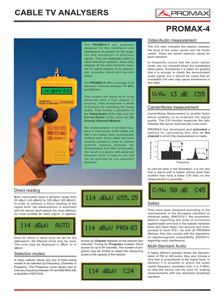Cable TV Analysers Promax-4: V/A 13 DB C55 | PDF | Frequency Modulation ...