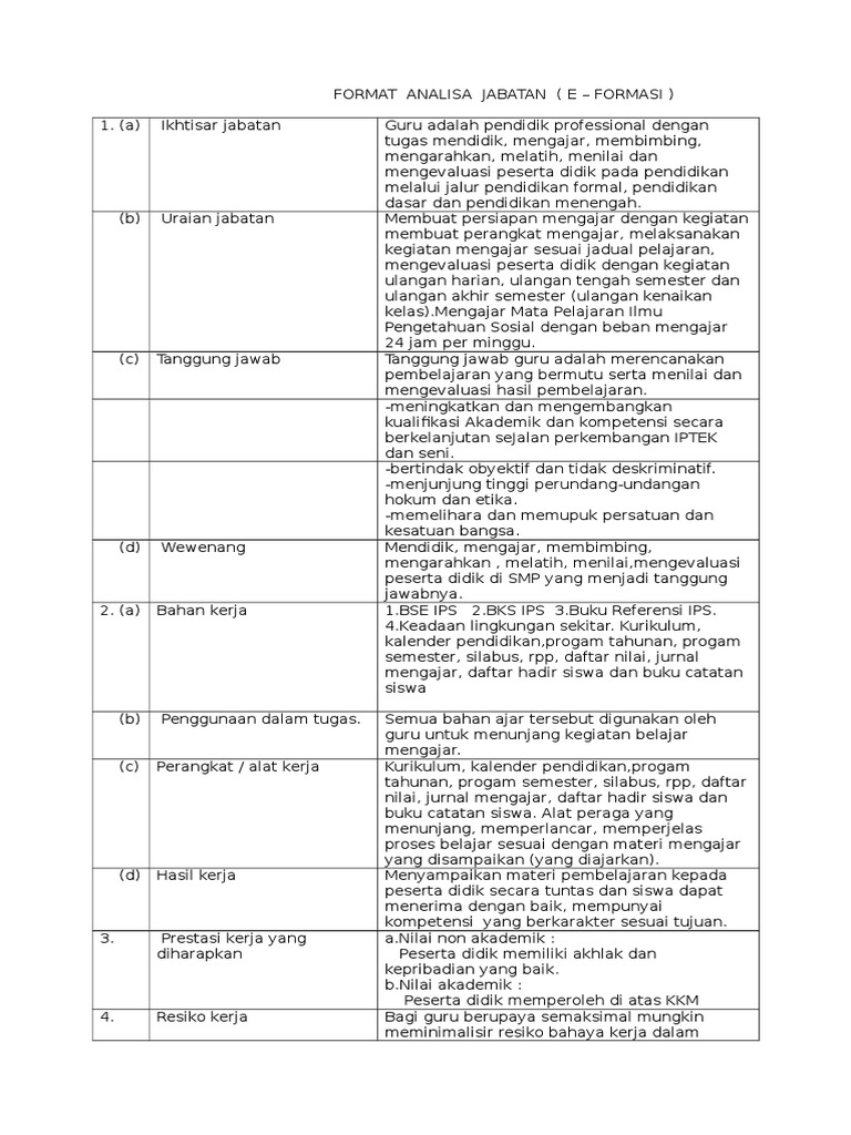 Format Analisa Jabatan | PDF