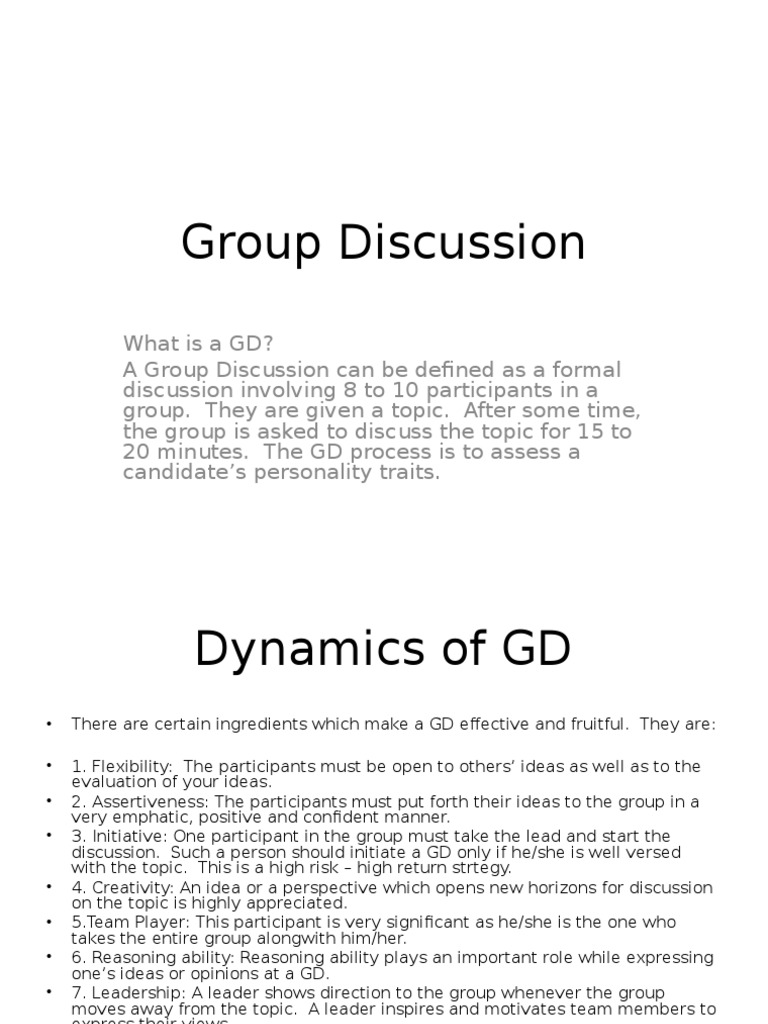 Group Discussion | PDF | Leadership | Behavioural Sciences