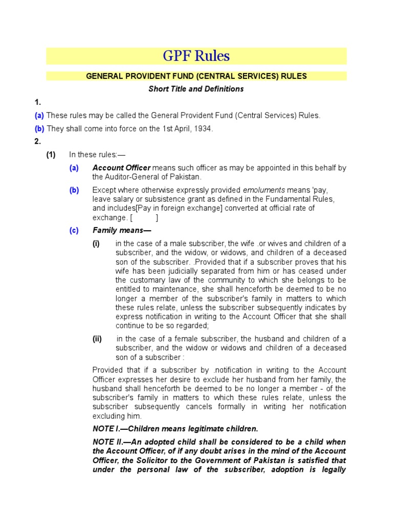 GPF Rules | PDF | Debits And Credits | Subscription Business Model
