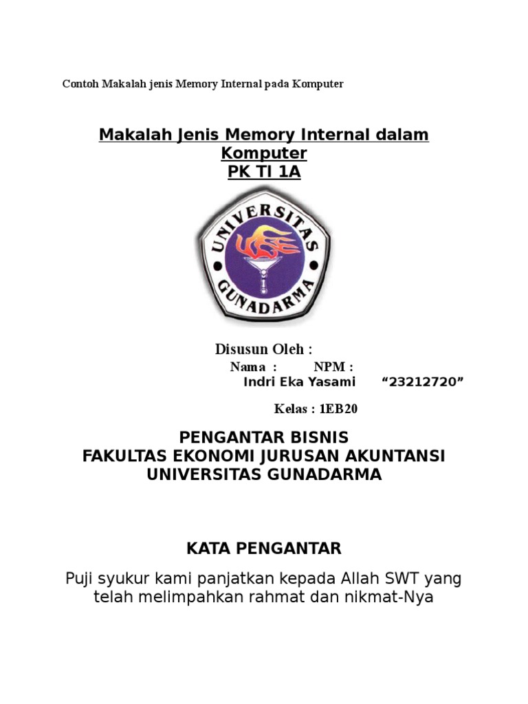 Contoh Makalah Jenis Memory Internal Pada Komputer | PDF
