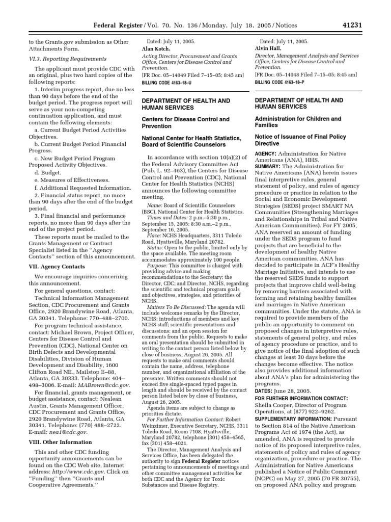 CDC Reporting Requirements for Grants | PDF | Centers For Disease ...