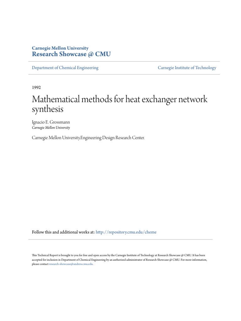 Mathematical Methods For Heat Exchanger Network Synthesis PDF | PDF | Carnegie Mellon University ...