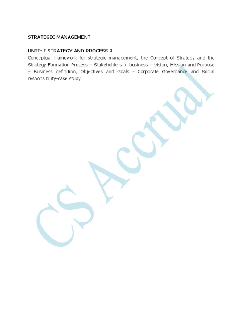 Strategic Management Full Notes | PDF | Strategic Management | Board Of ...