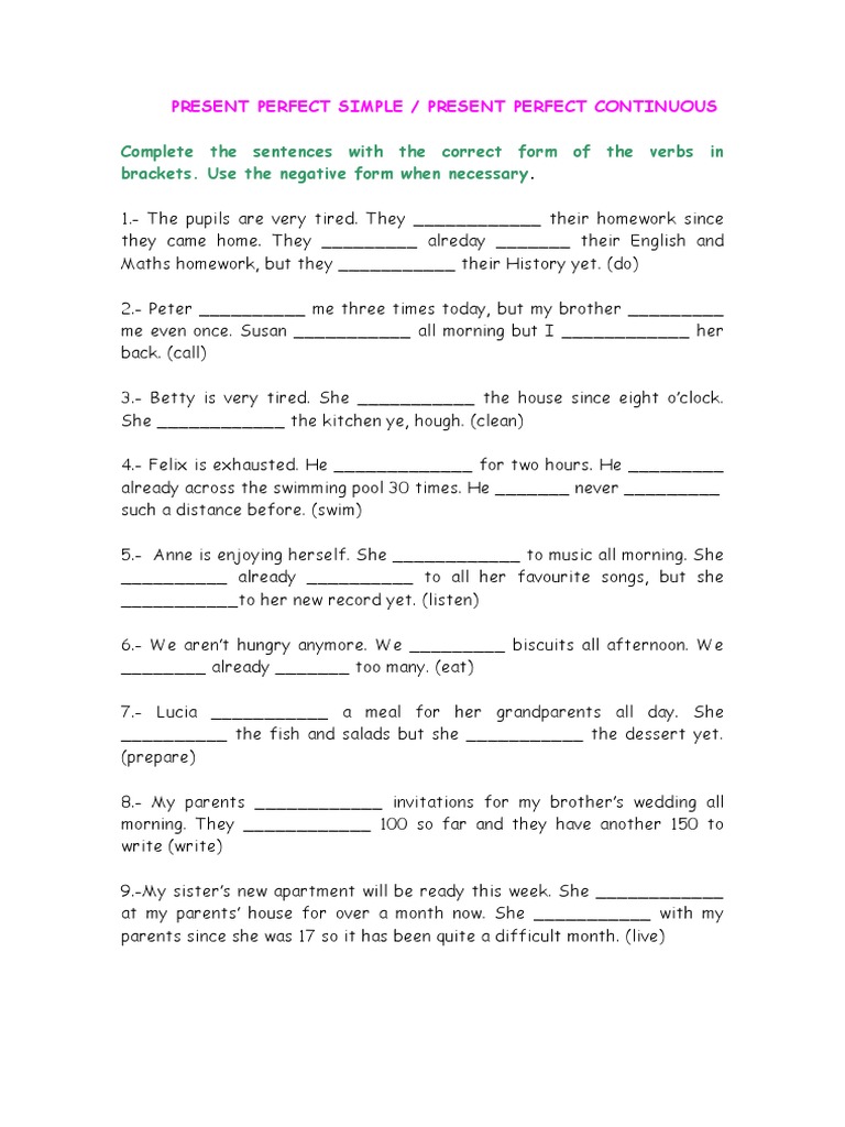 Present Perfect Simple Vs Present Perfect Continuous | PDF