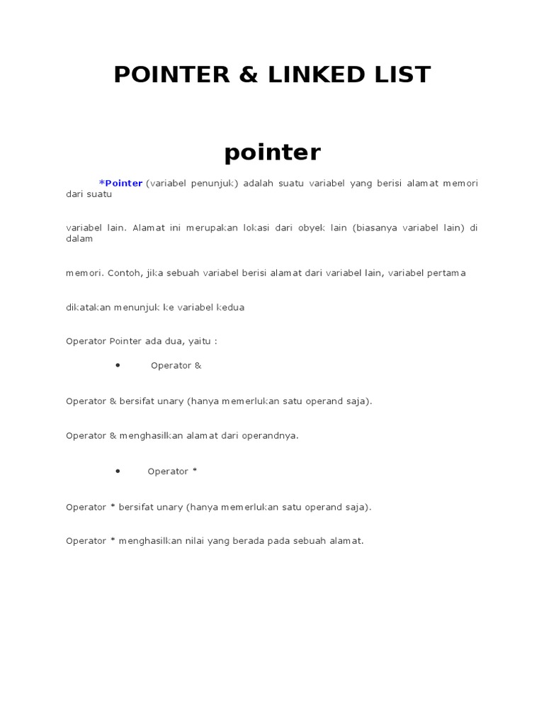 Dasar Pointer & Linked List | PDF | Komputer
