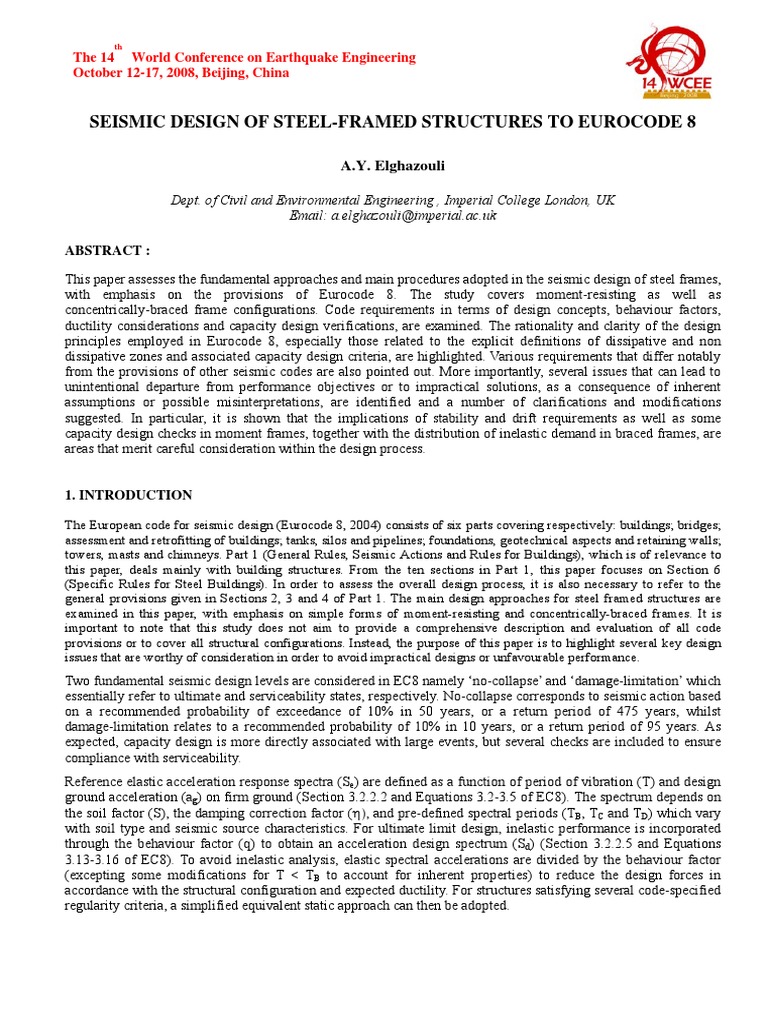 Seismic Design of Steel-Framed Structures To Eurocode 8 | PDF ...