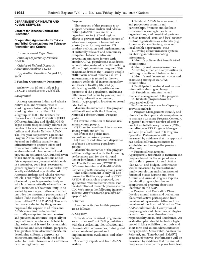 Notice: Grants and Cooperative Agreements Availability, Etc.: American ...