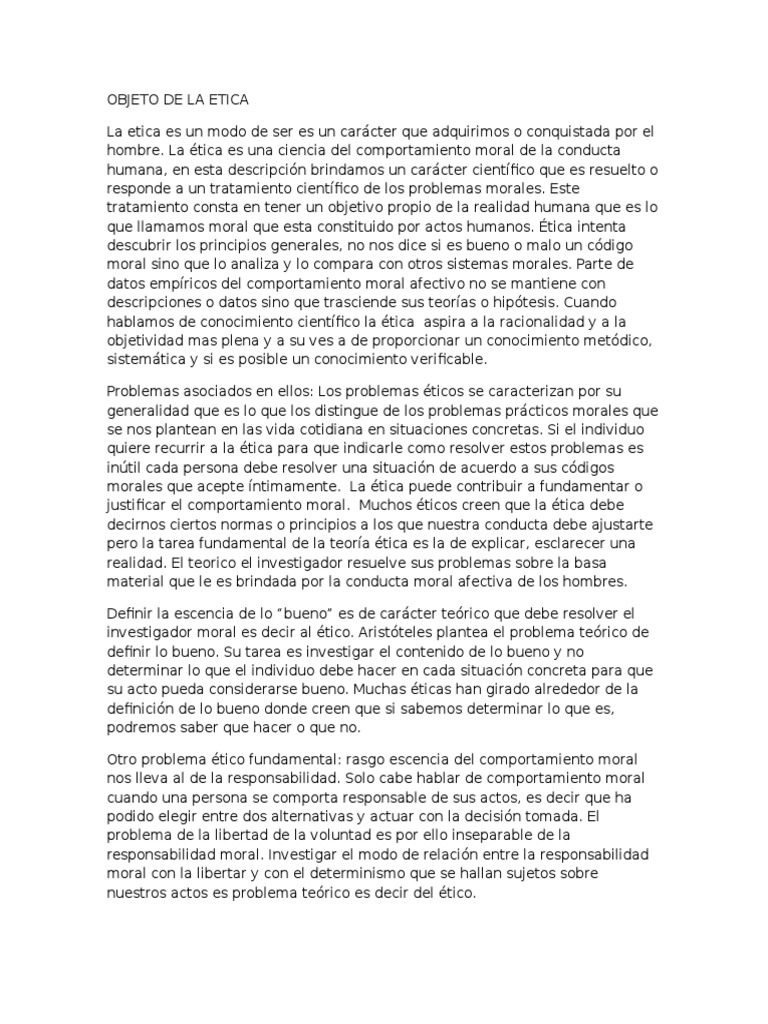 Garcia Morente (Objeto de La Etica) | PDF | Moralidad | Comportamiento