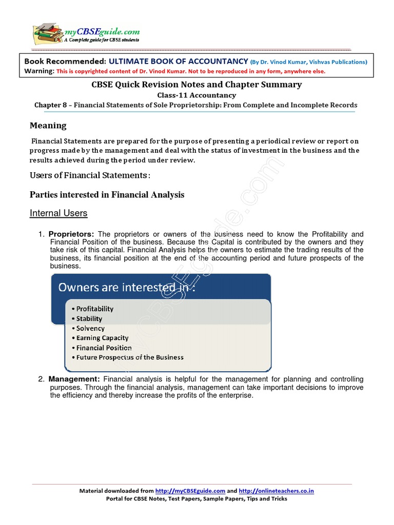 11 Accountancy Keynotes Ch08 Financial Statements of Sole ...
