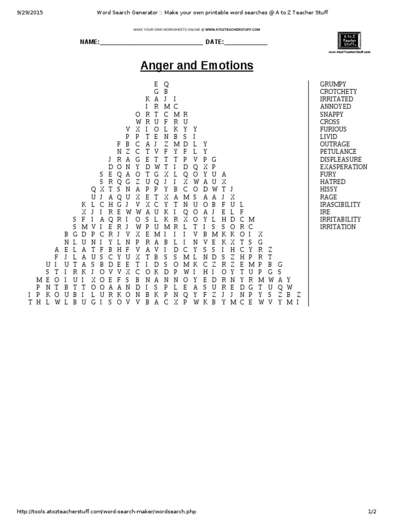 Word Search Generator - Make Your Own Printable Word Searches at A To Z ...
