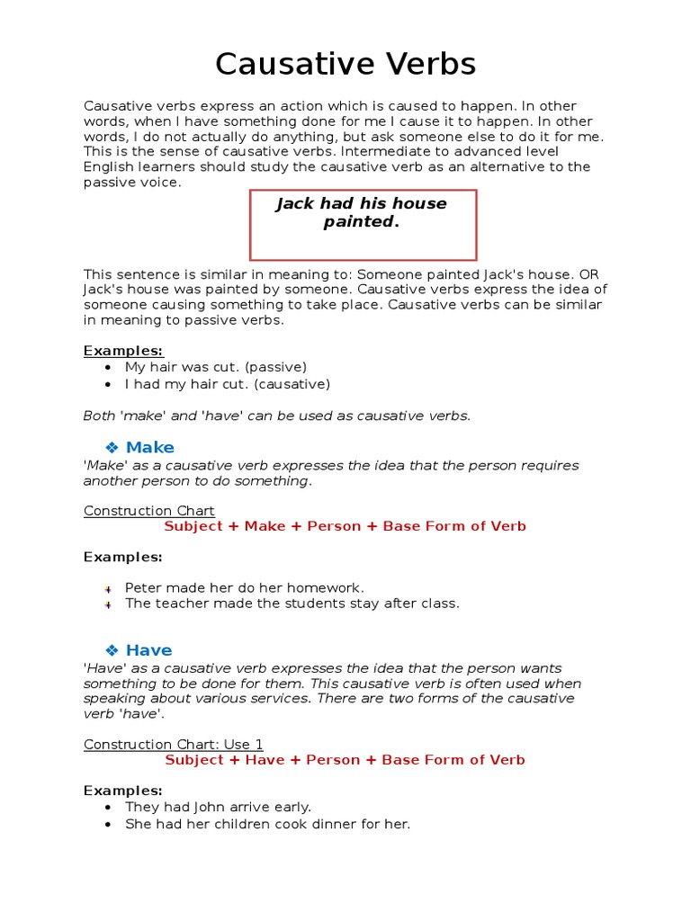 Causative Verbs | PDF | Verb | Syntactic Relationships