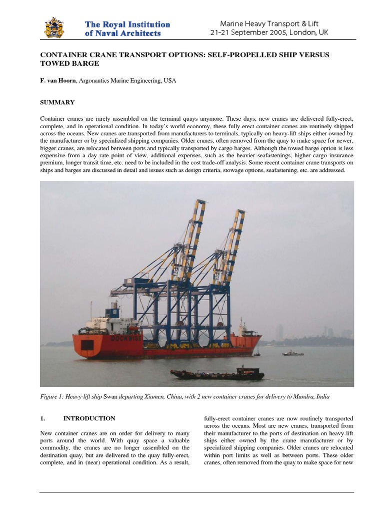 Container Crane Transport Methods Explained | PDF | Containerization | Crane (Machine)