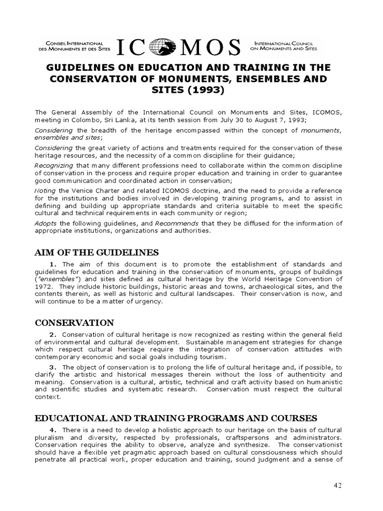 Icomos 1993 Guidelines Education | PDF | Learning | Cognition