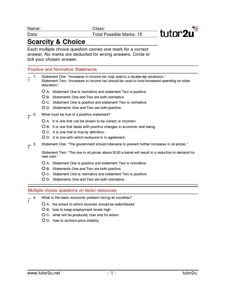 Scarcity and Choice | PDF | Factors Of Production | Economics