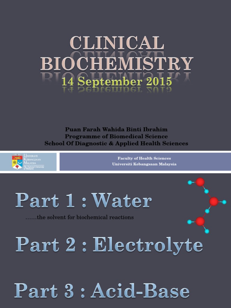 Water Electrolytes Part Clinical Biochemistry | PDF | Dehydration ...