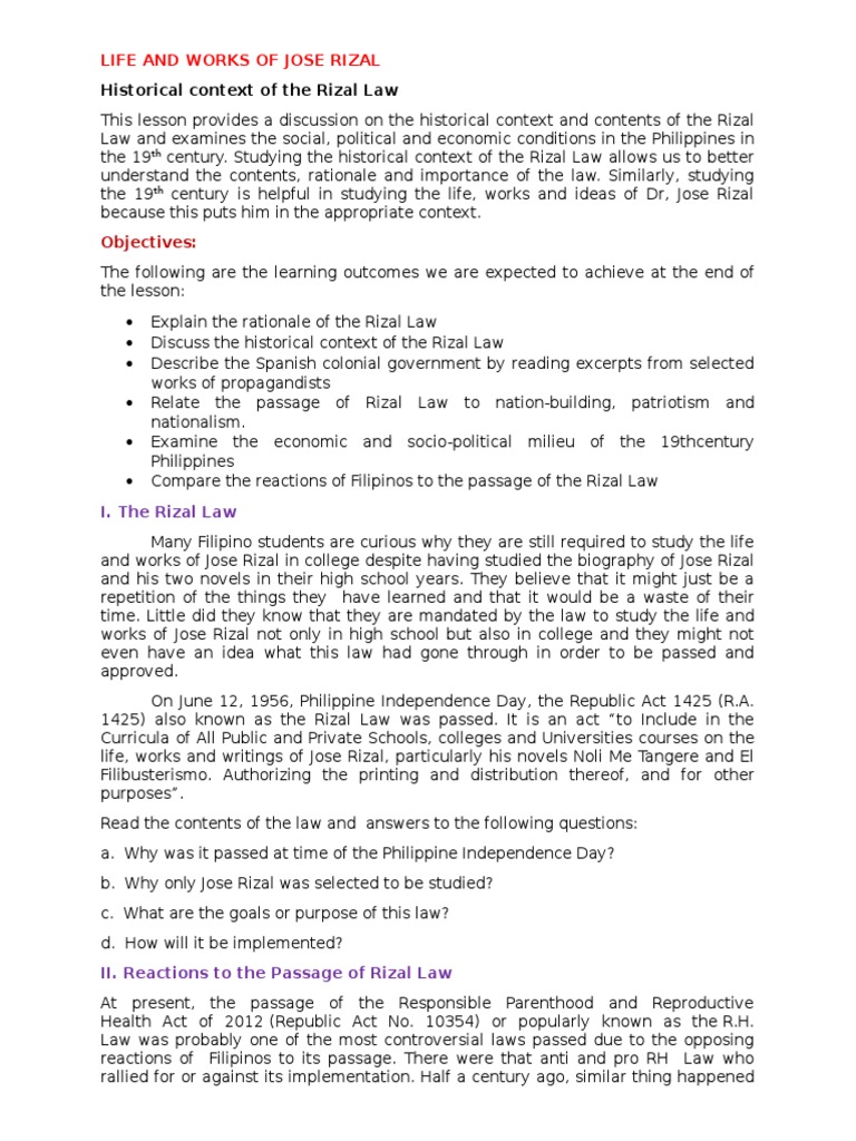 Life and Works of Jose Rizal Summary | Politics | Government Life and Works of Jose Rizal Summary | Politics | Government