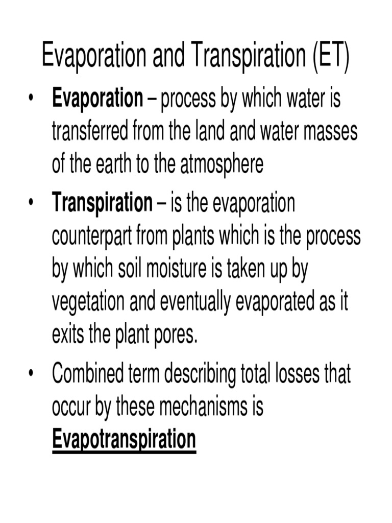 Lecture 6 - Evaporation and Transpiration | PDF | Evapotranspiration ...