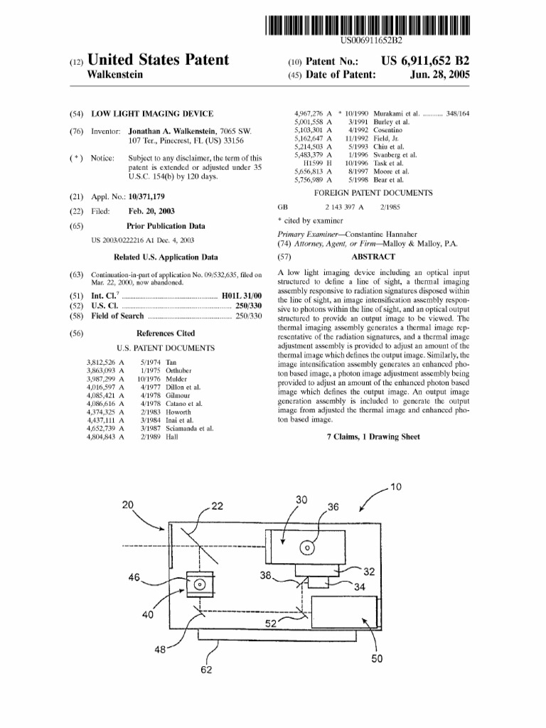 United States Patent: (12) (10) Patent N0.: US 6,911,652 B2 | PDF ...