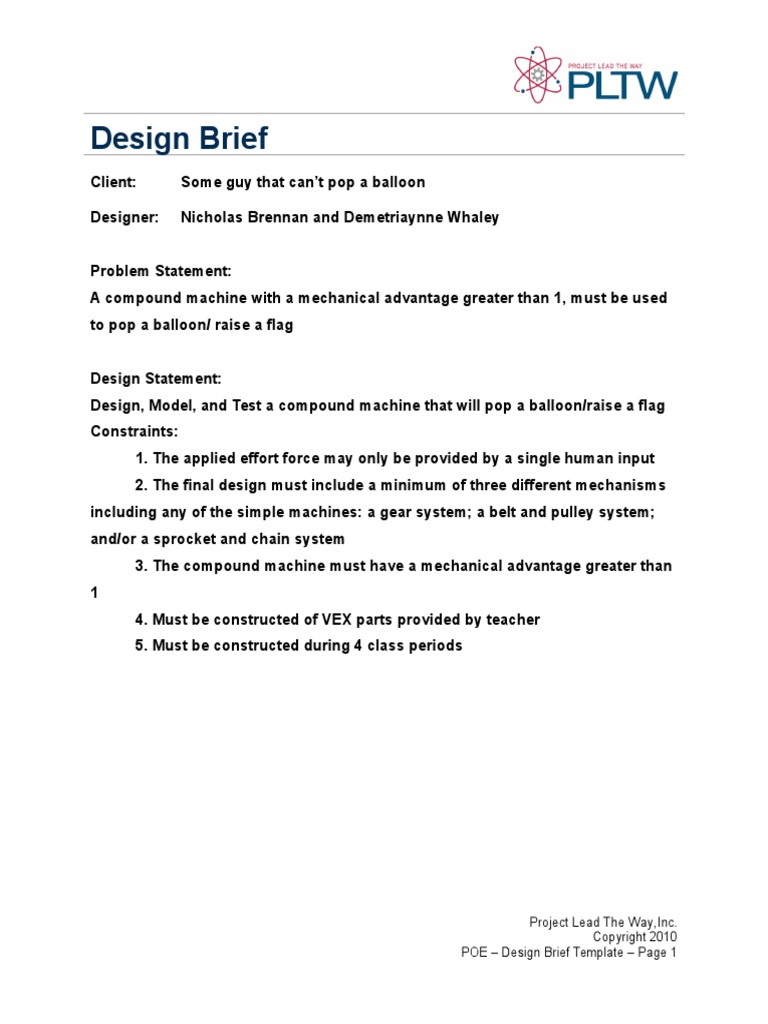 Design Brief Template | PDF | Computers