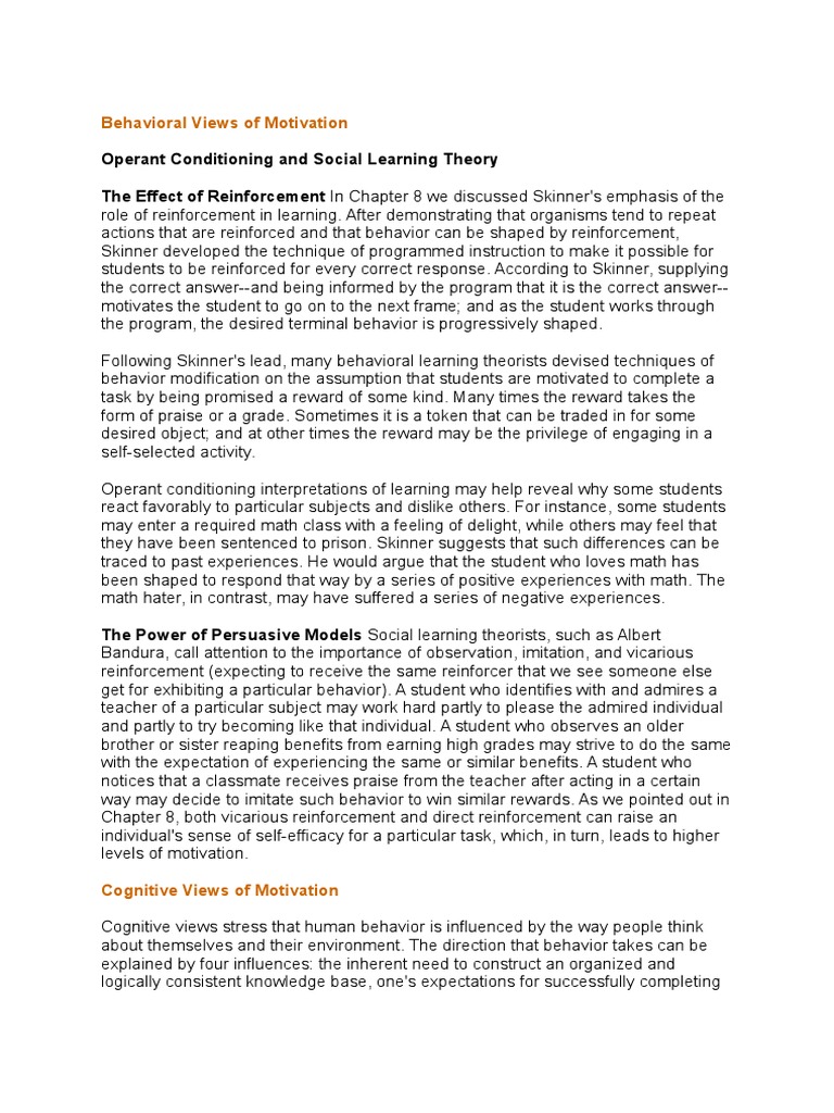 Behavioural Views of Motivation | PDF | Self Actualization | Motivation