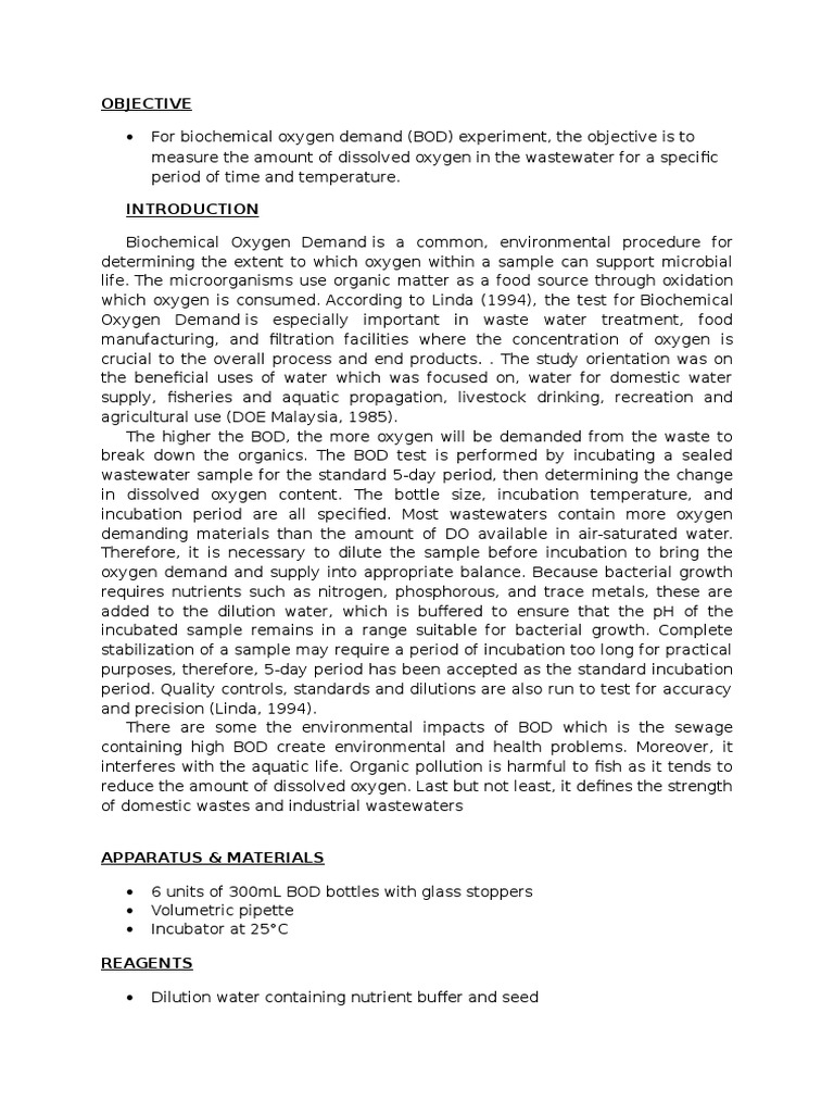 Bod Report | PDF | Wastewater | Environmental Technology