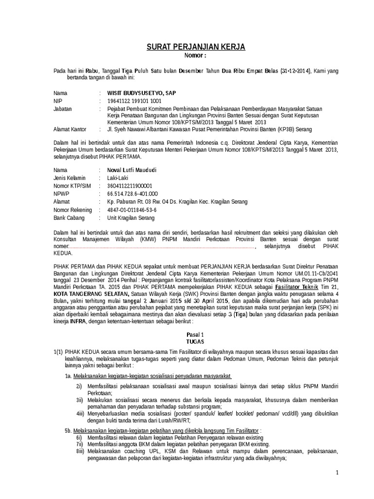 Contoh SPK Konsultan | PDF