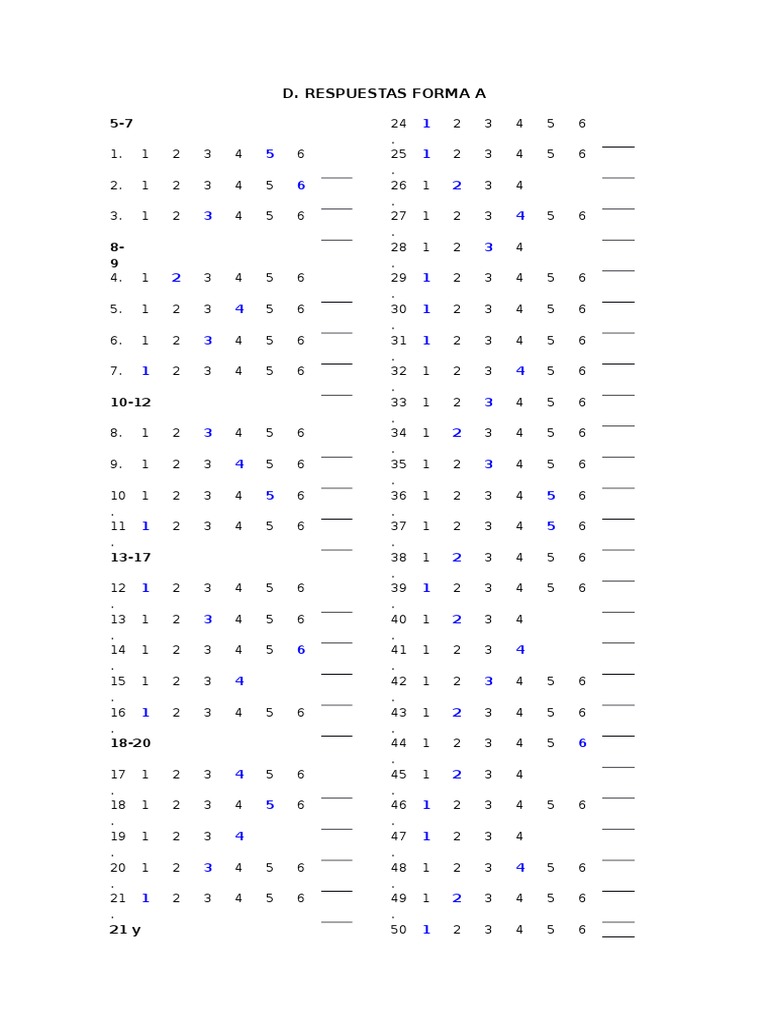 Hoja de Respuestas TONI-2 | PDF